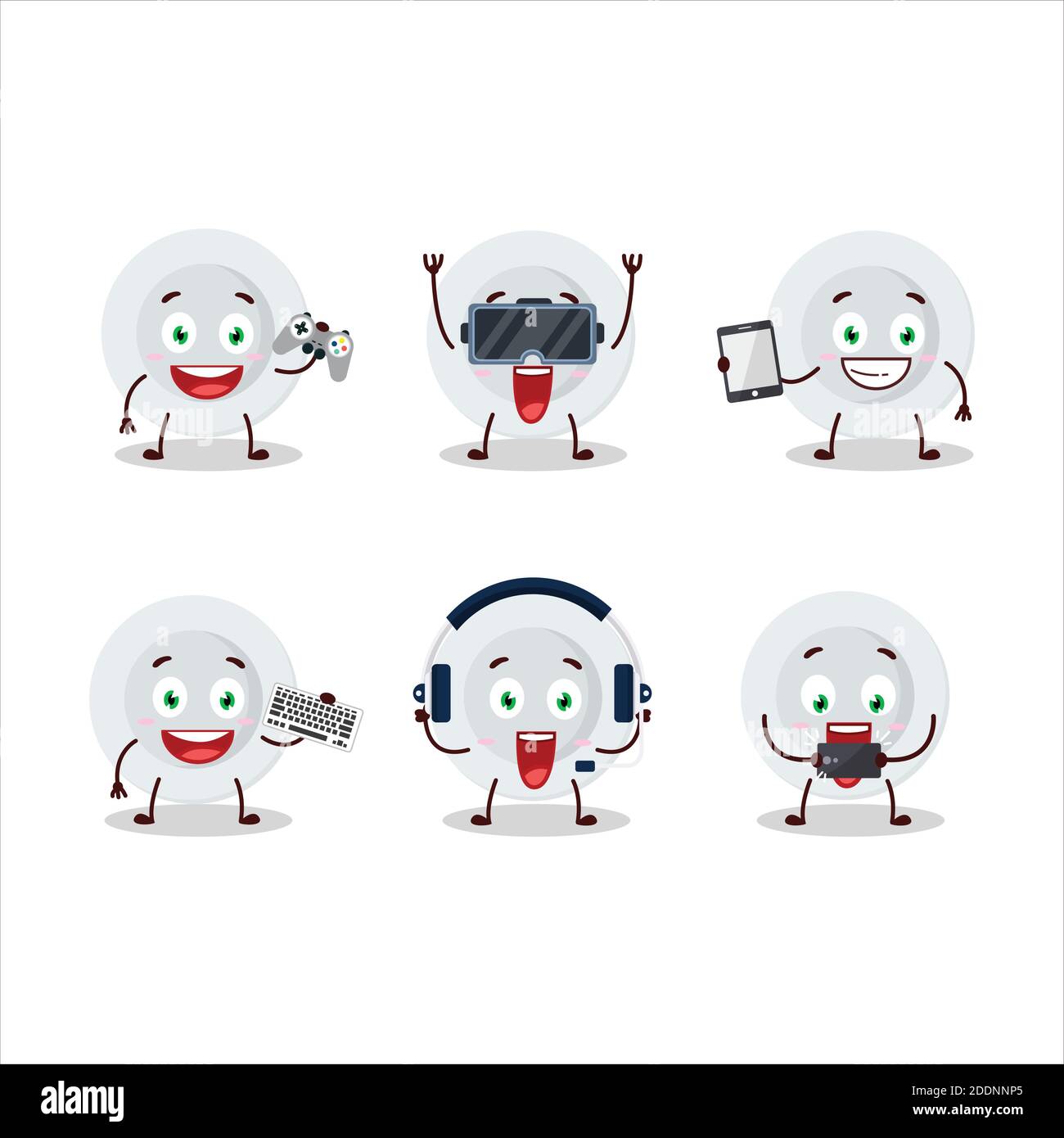 New white plate cartoon character are playing games with various cute ...
