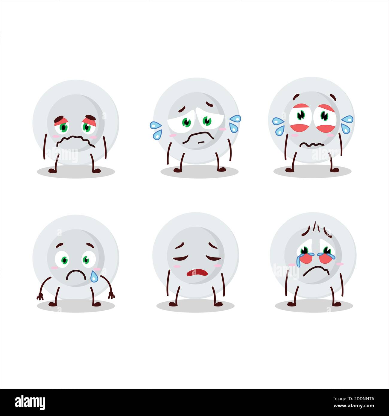 New white plate cartoon character with sad expression. Vector ...
