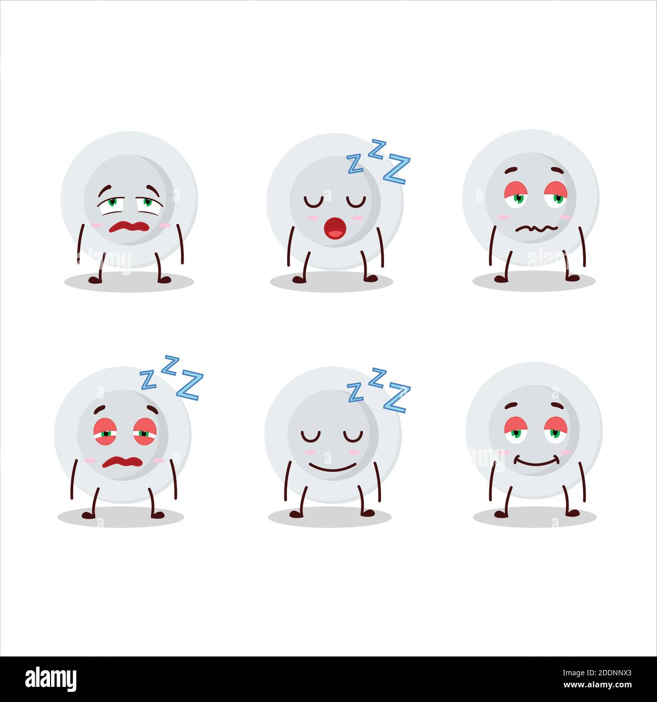 Cartoon character of new white plate with sleepy expression. Vector ...