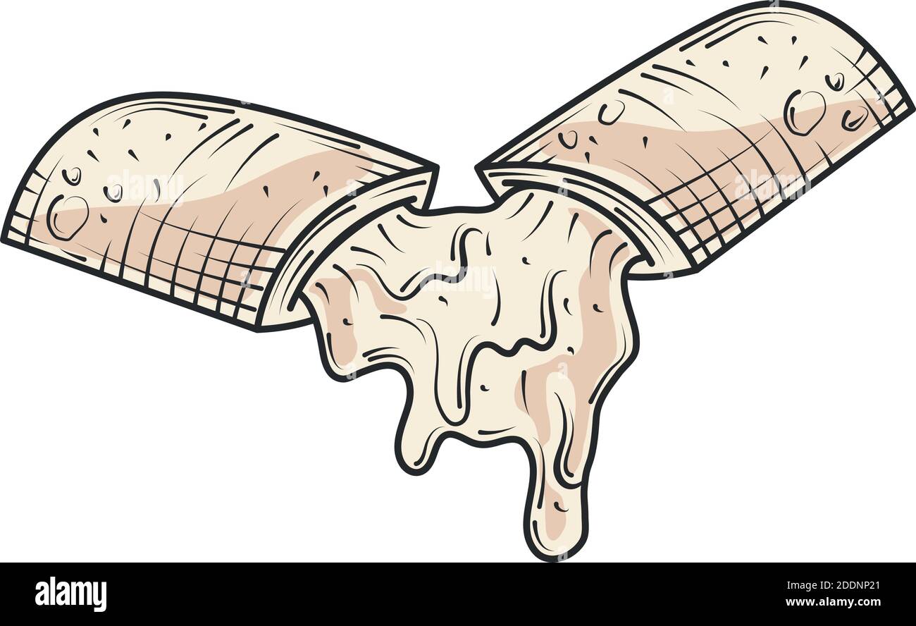 cheese stuffed bread food and snacks hand drawn style vector ...