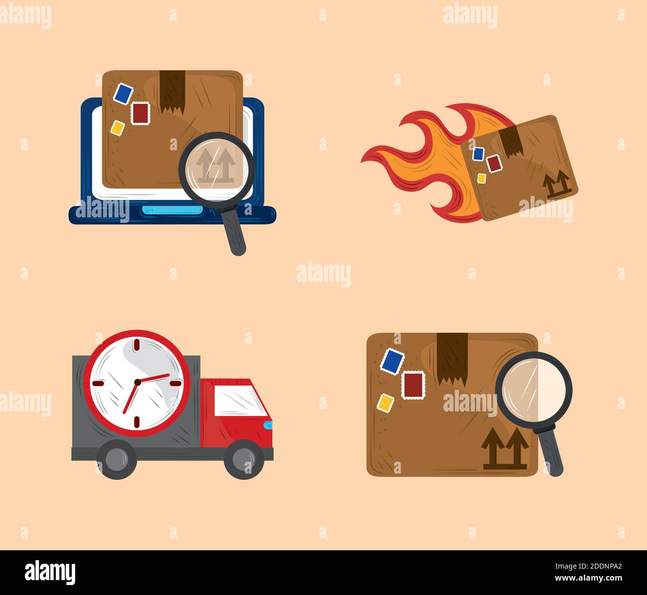 fast delivery service icon set cargo shipment transport vector ...
