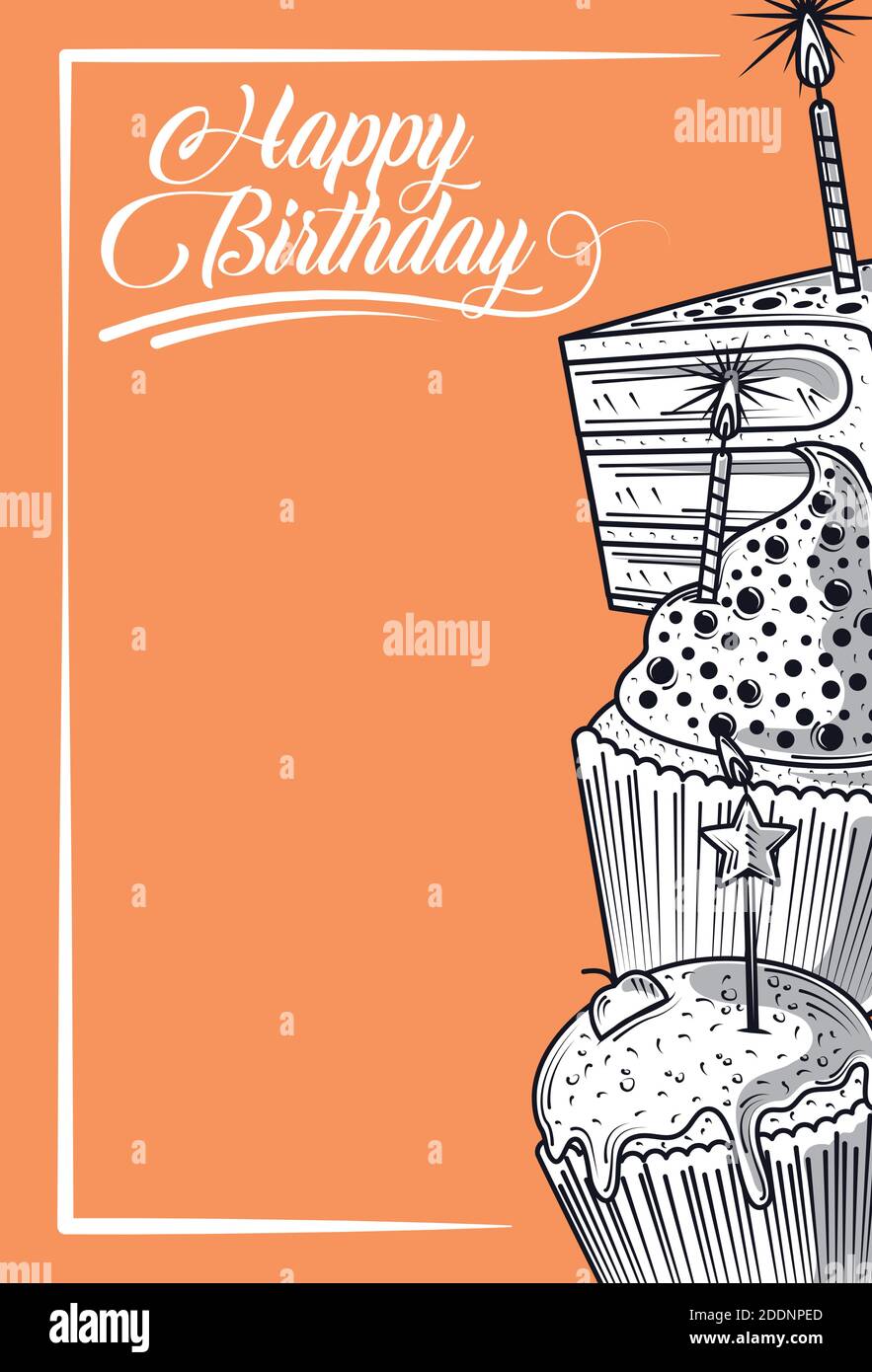 happy birthday cupcake and cake with candle celebration party ...