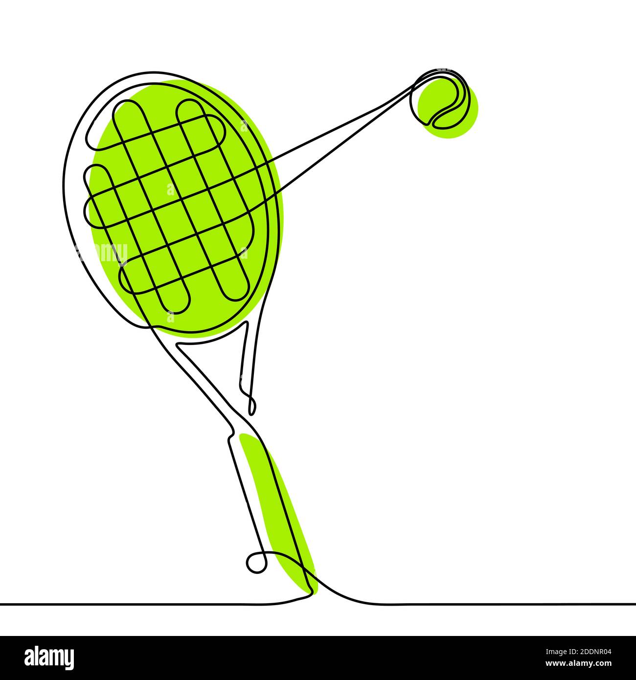 tennis racket and ball in one continuous line. Banner for sports design ...