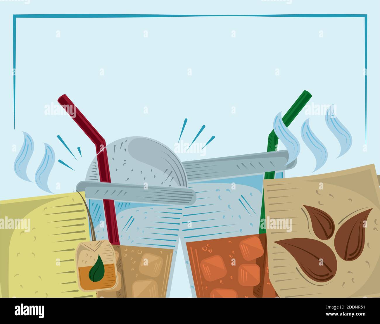 tea disposables cups with straw hot beverage vector illustration Stock ...