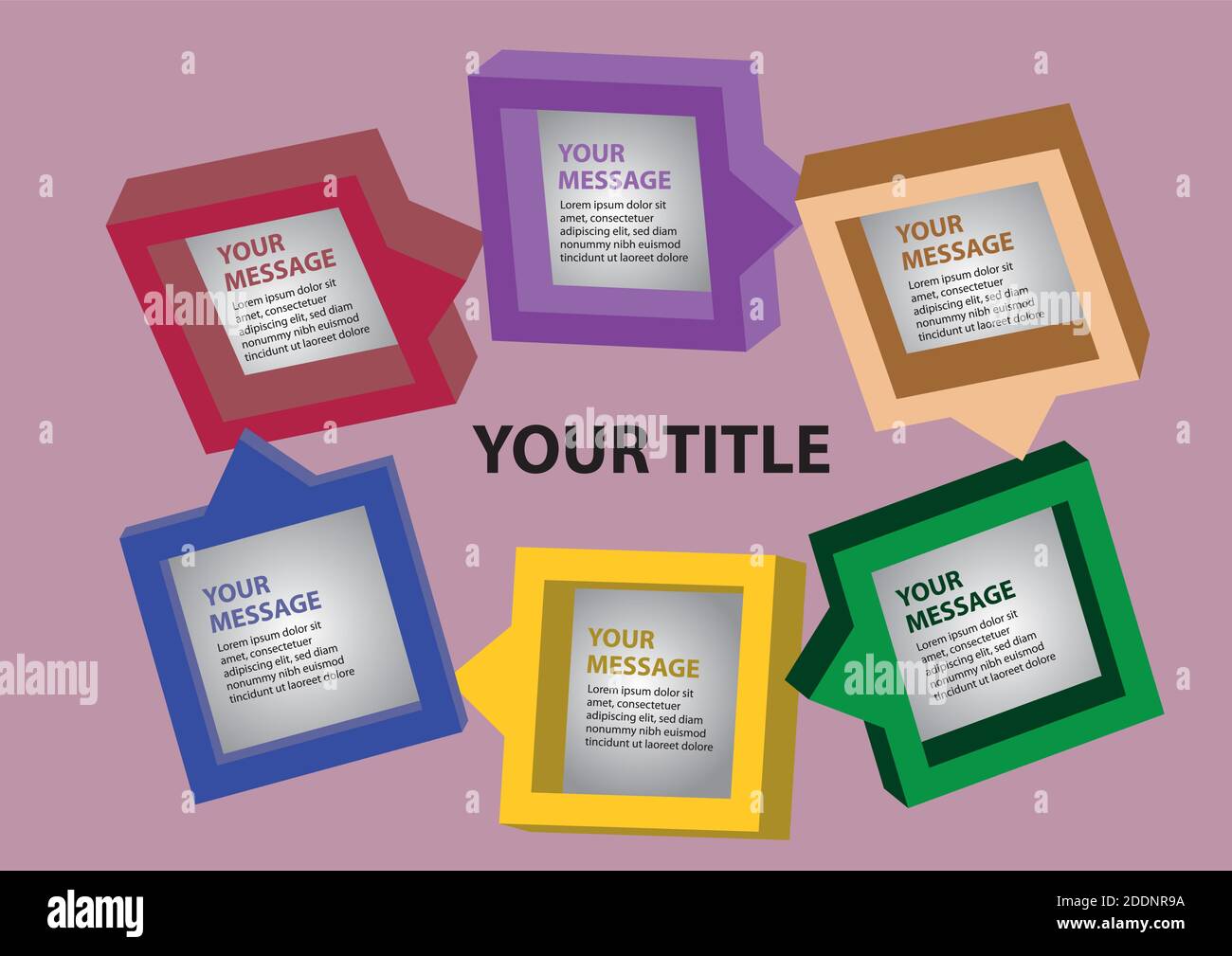 Six colors squares progressing layout with area for text. Vector ...
