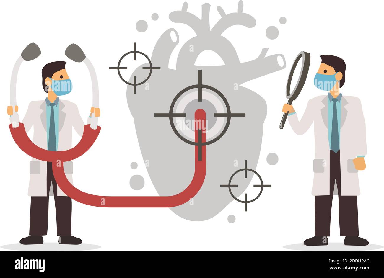 Medicine doctors targeting the red heart shape with medical network ...