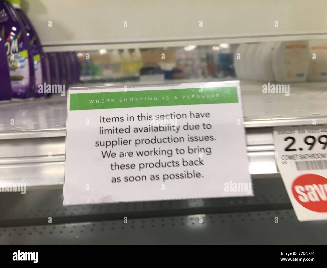 Publix grocery store supermarket out of stock sign on the cleaning ...