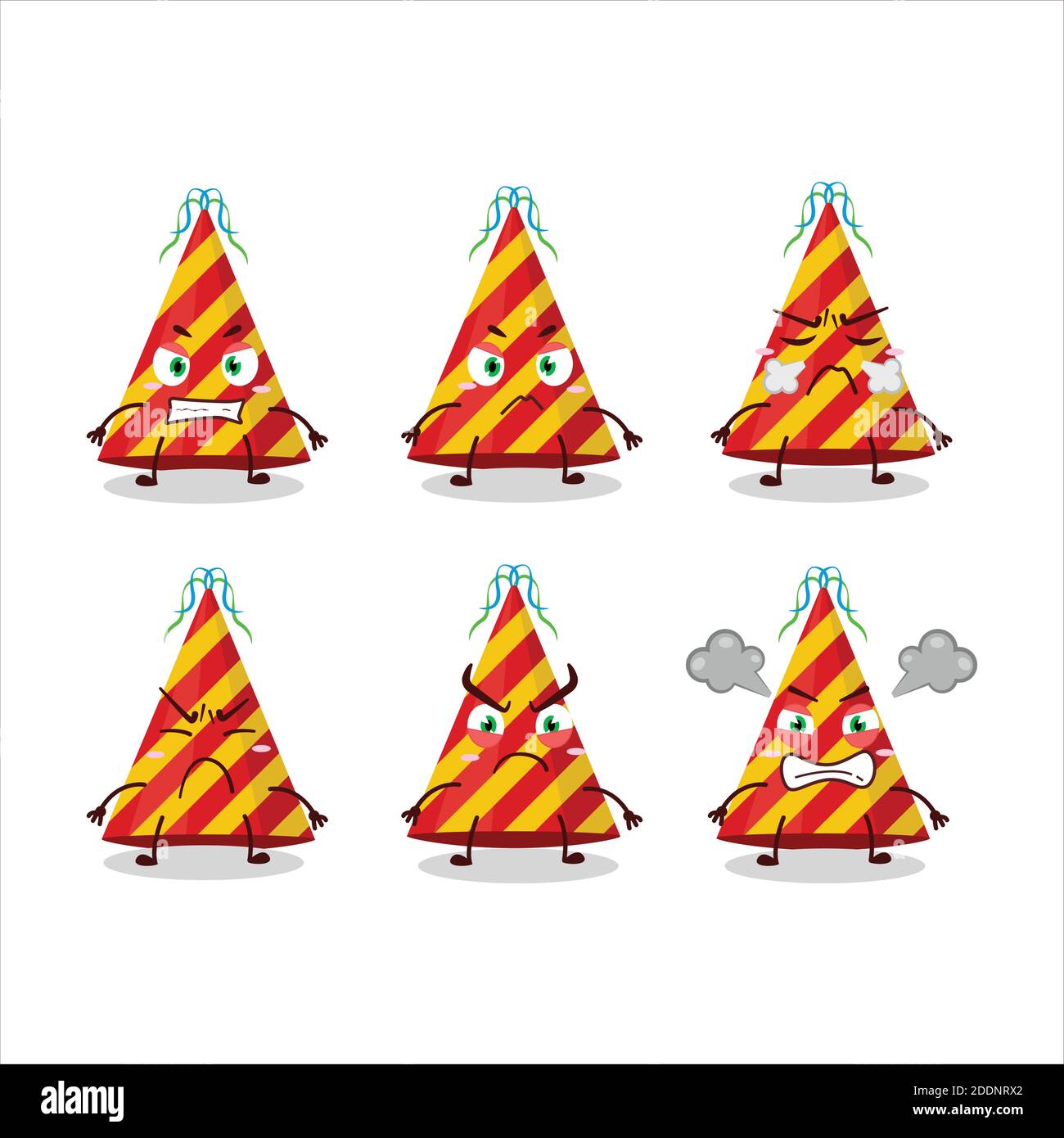 Red party hat cartoon character with various angry expressions. Vector ...