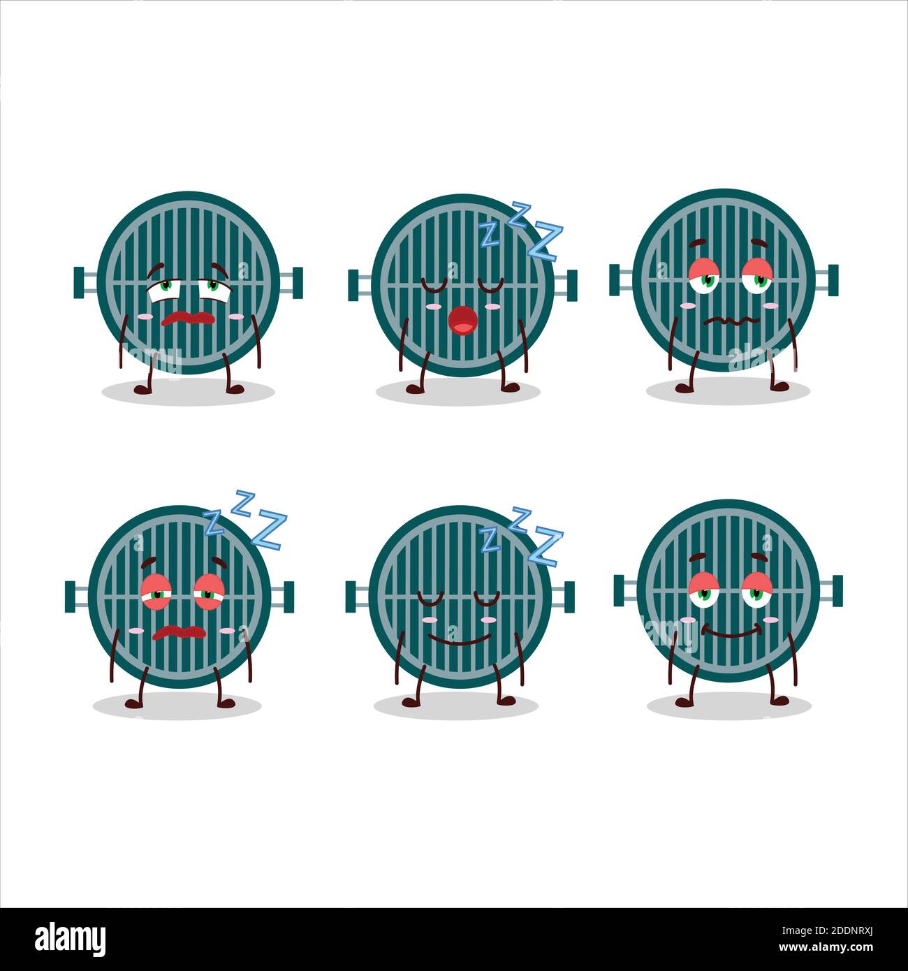 Cartoon character of grill with sleepy expression. Vector illustration ...