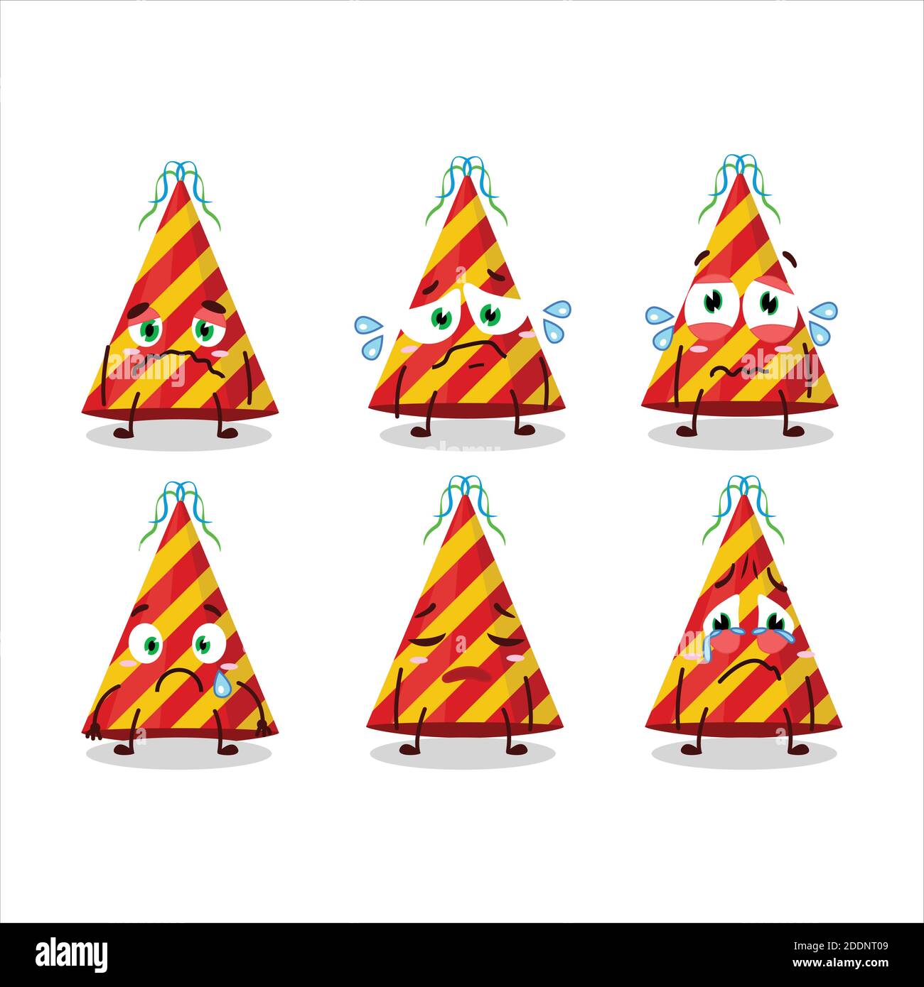 Red party hat cartoon character with sad expression. Vector ...