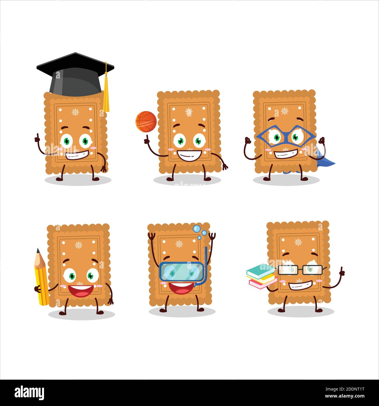 School student of rounded cookies cartoon character with various ...