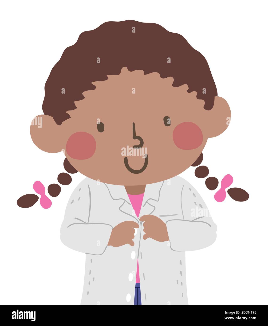 Illustration of a Kid Girl Buttoning Up Her White Laboratory Coat Stock ...