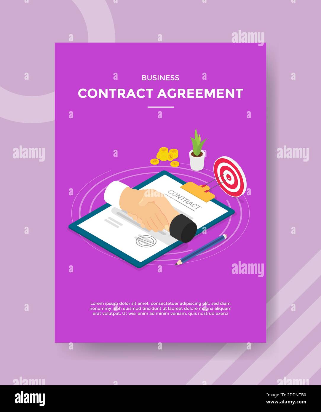 business contract agreement handshake on letter contract clipboard ...