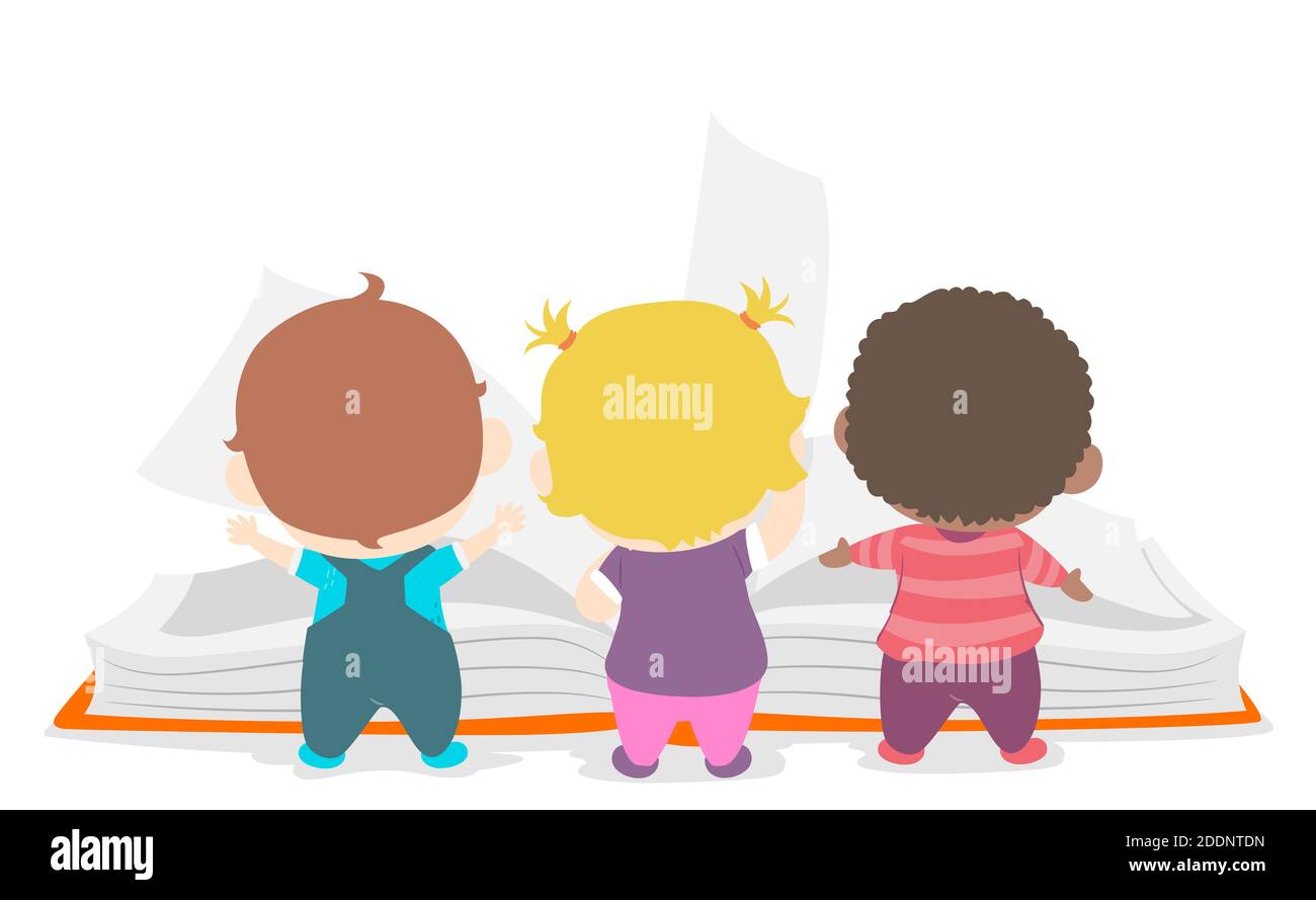 Cartoon illustration big book reading hi-res stock photography and ...