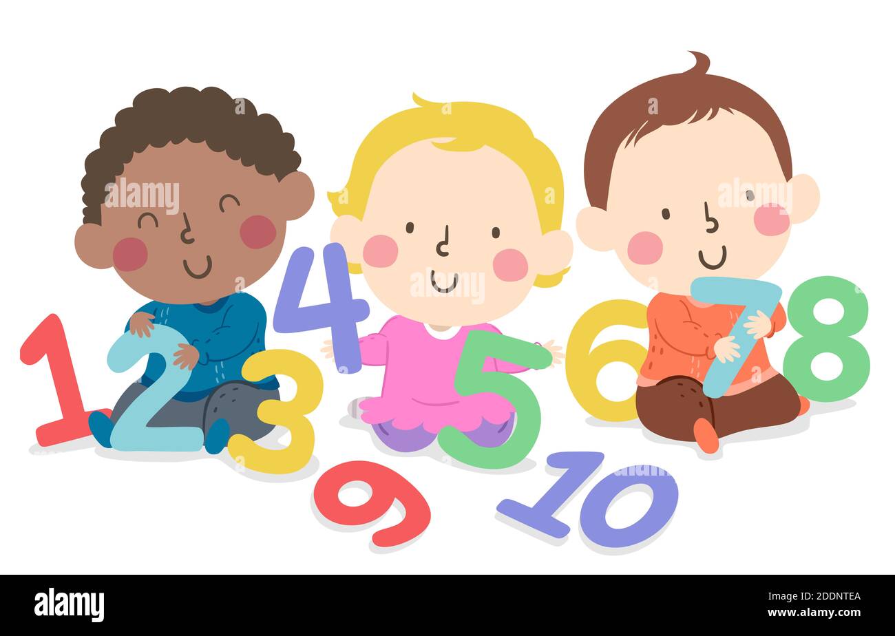 Illustration of Kids Toddlers Playing with Numbers from One to Ten ...