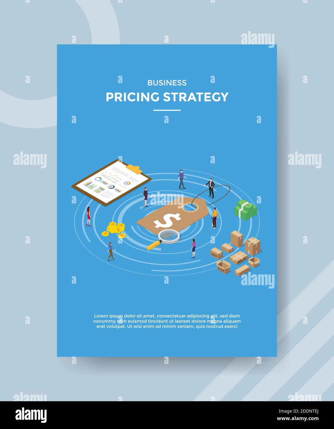 business pricing strategy people standing around price tag money box ...