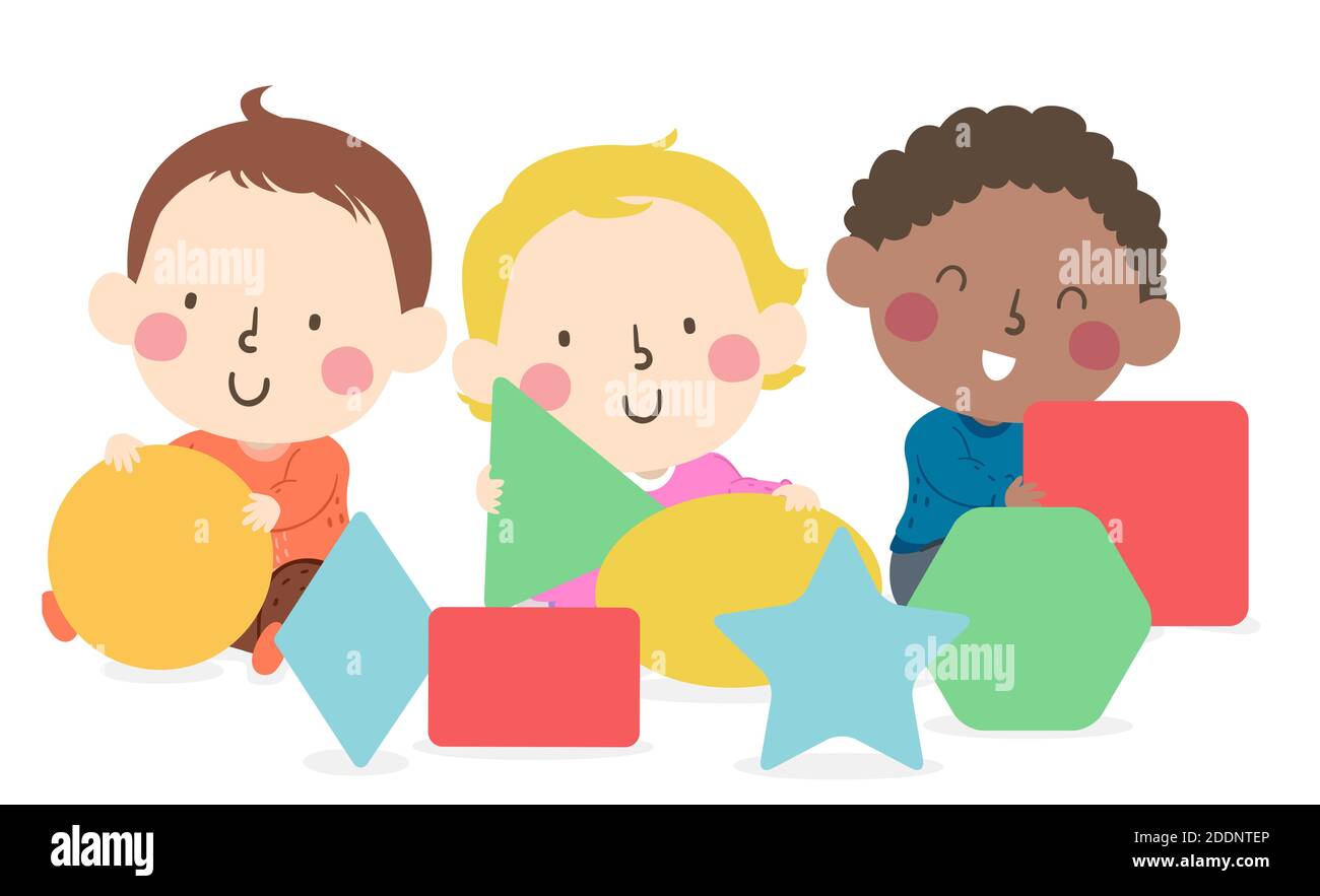 Illustration of Kids Toddlers Playing with Different Shapes Stock Photo ...
