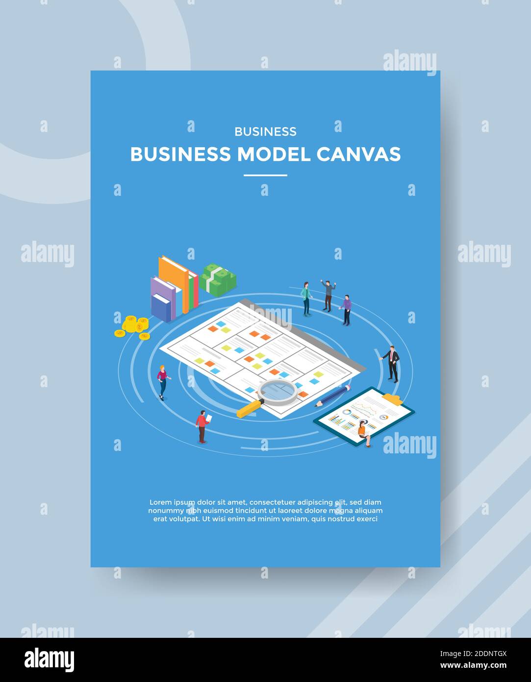 business model canvas people standing around document chart for ...