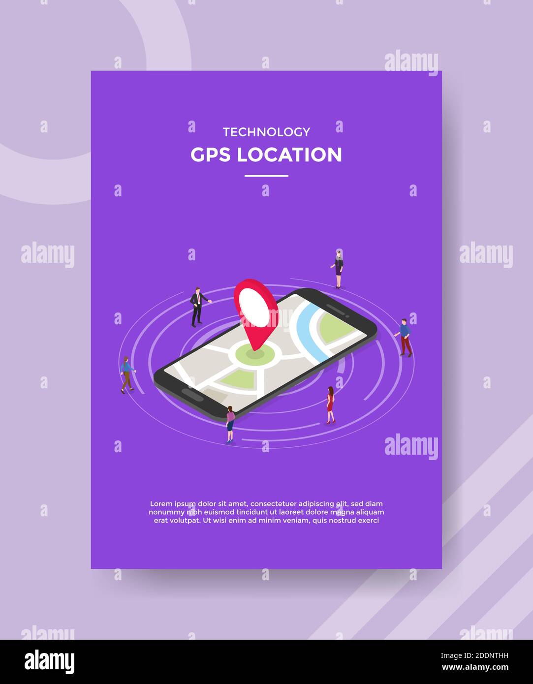 technology gps people standing around smartphone for template flyer and ...