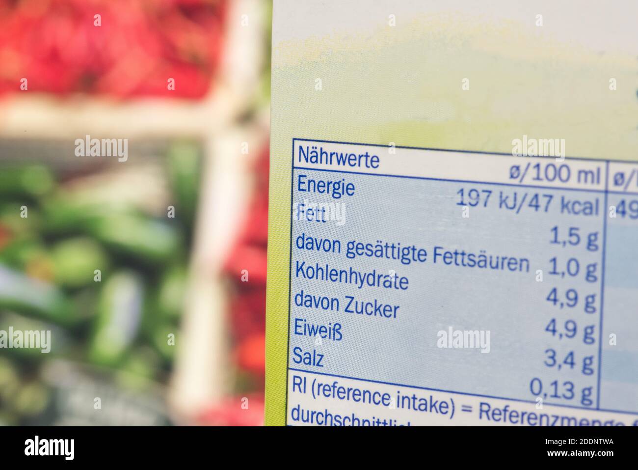 A nutritional table on food packaging Stock Photo - Alamy