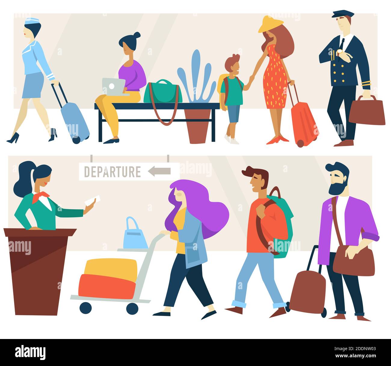 Queue line in airport Stock Vector Images - Alamy