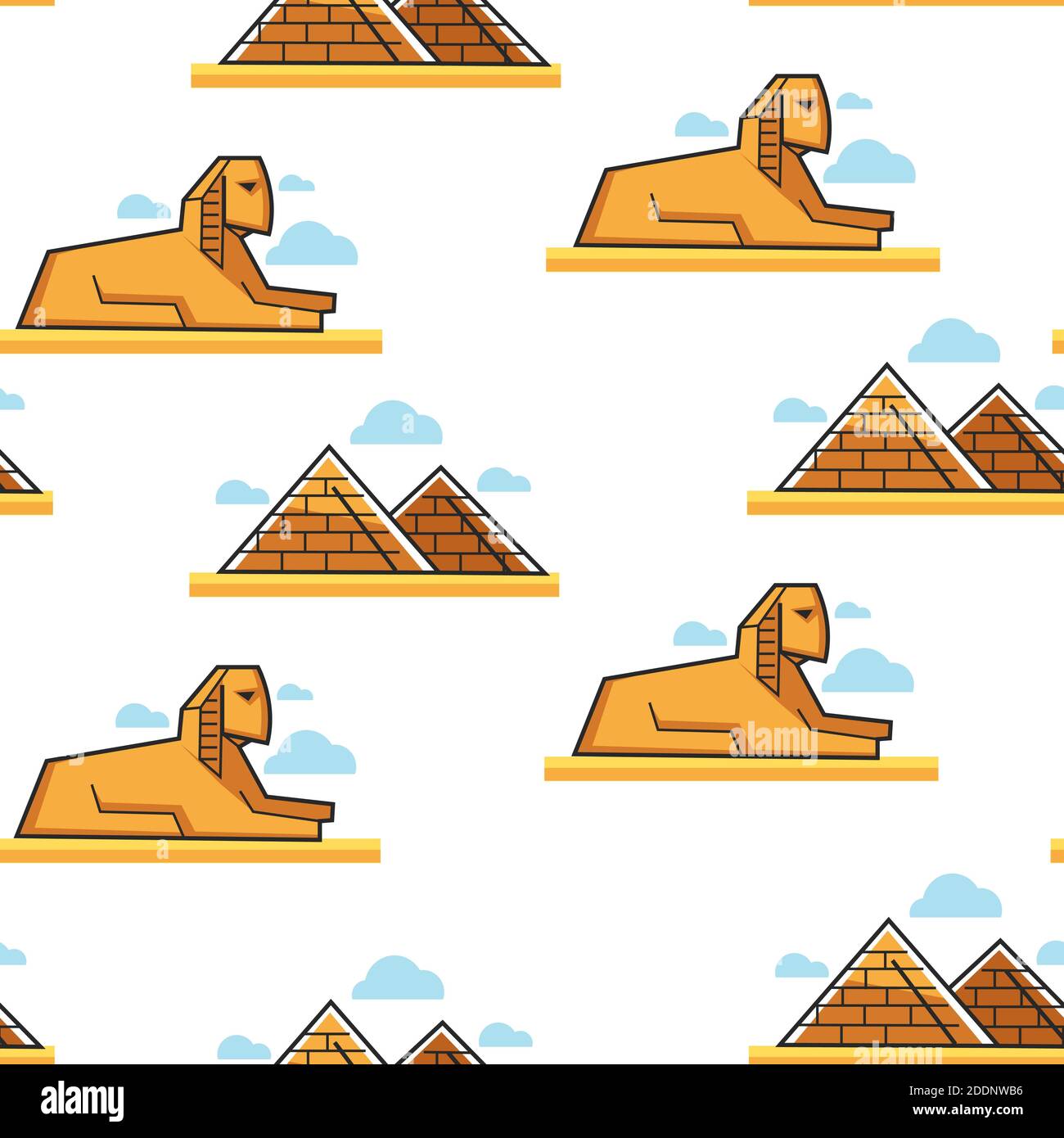 Sphinx and Pyramid Egyptian architecture and landmark seamless pattern ...