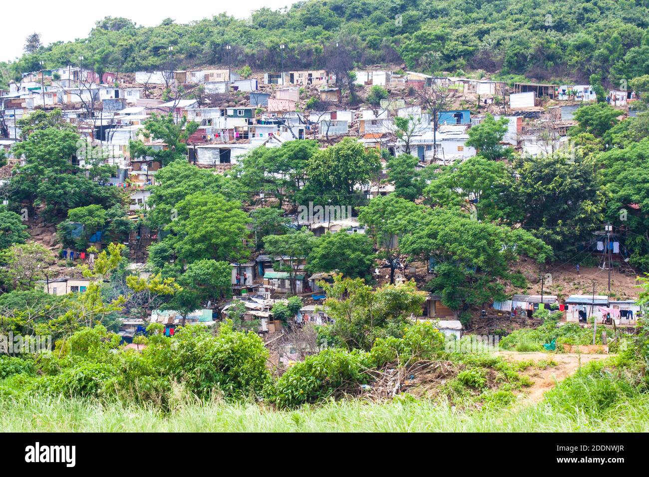 Informal settlement shacks built on the slopes of a hill Stock Photo ...