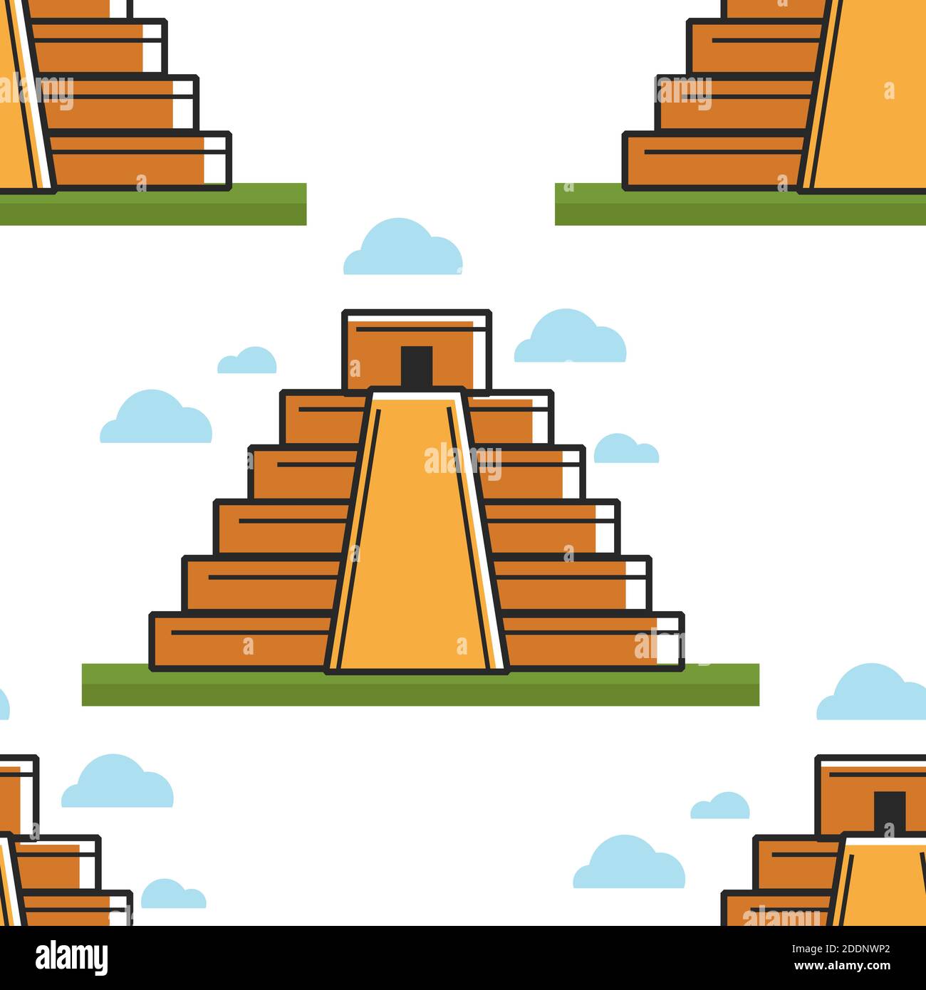 Mayan pyramid Mexico landmark seamless pattern ancient architecture ...