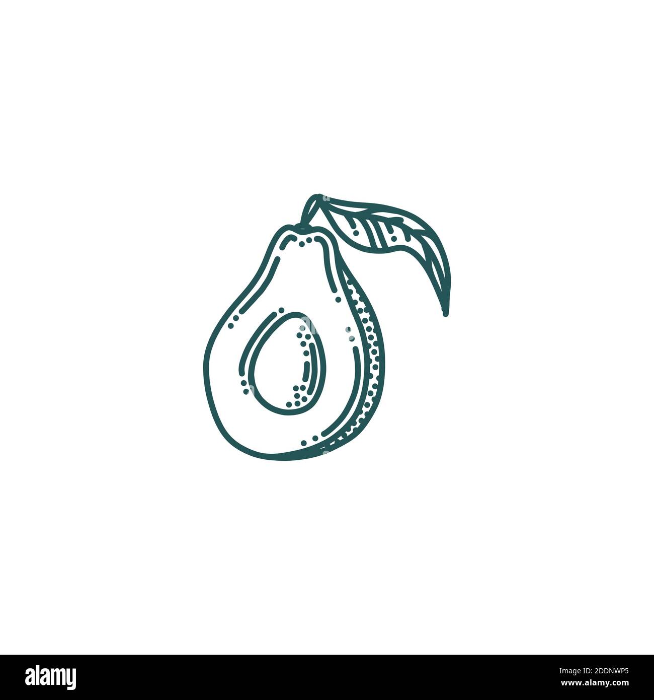 Avocado in doodle style. Half of avocado isolated in white background ...