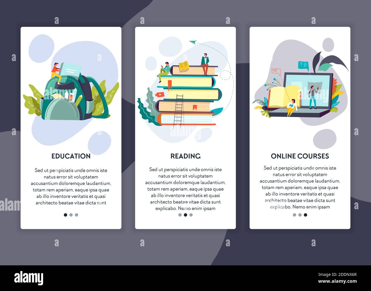 Education reading and online courses web page template Stock Vector ...