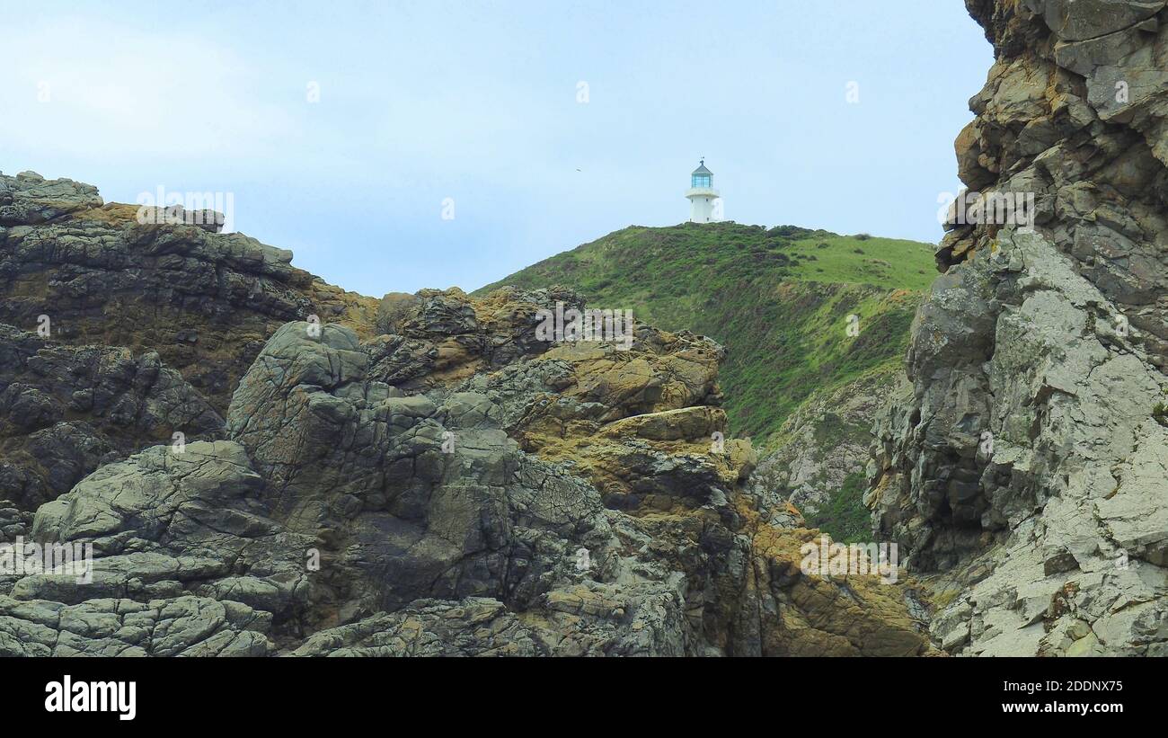 Old Pencarrow Lighthouse overlooking Cook Strait in Wellington NZ ...