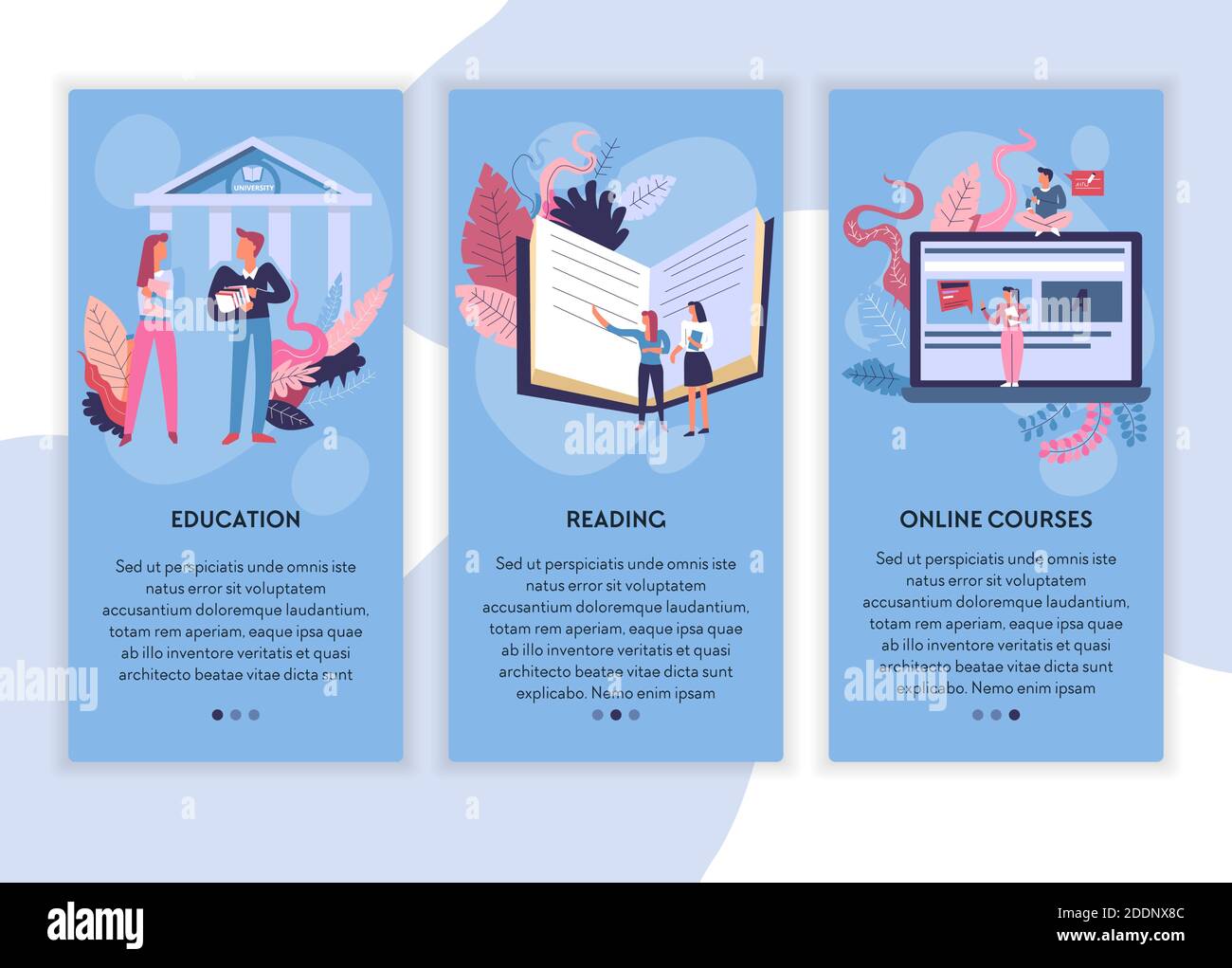 Education reading and online courses web pages templates Stock Vector ...