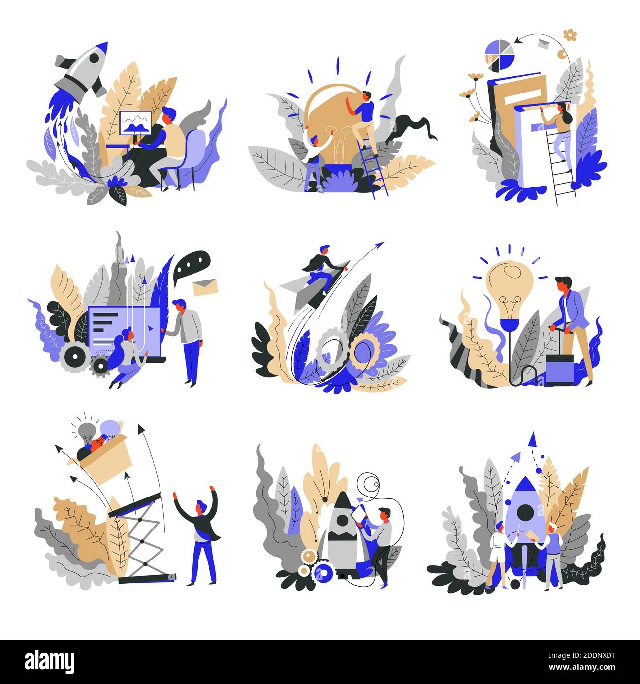 Startup concept isolated abstract icons idea and project Stock Vector ...