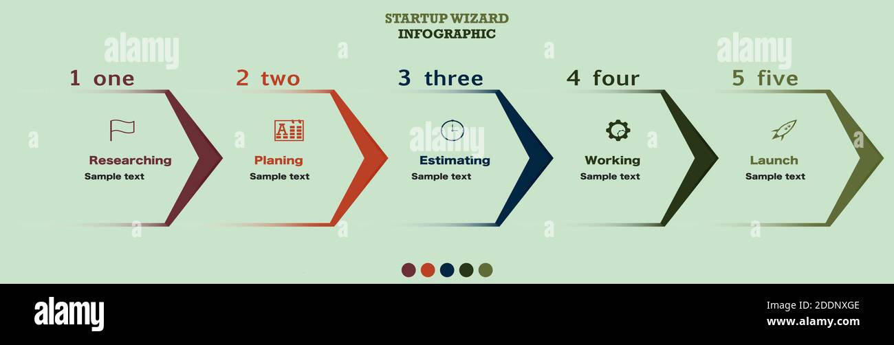 Business launching process master wizard illustration template. Startup ...