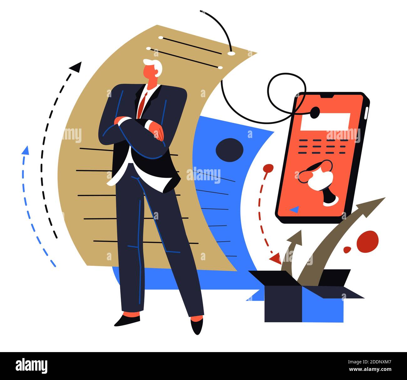 Office desk with reports Stock Vector Images - Alamy