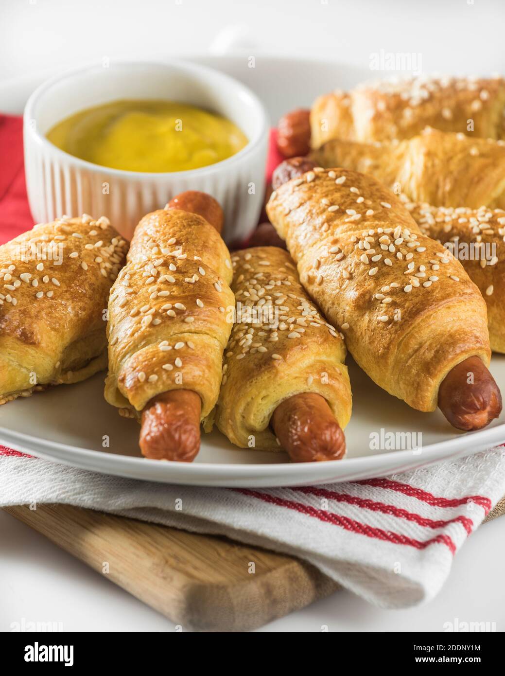 Crescent dogs. Hot dog croissant pastries Stock Photo - Alamy