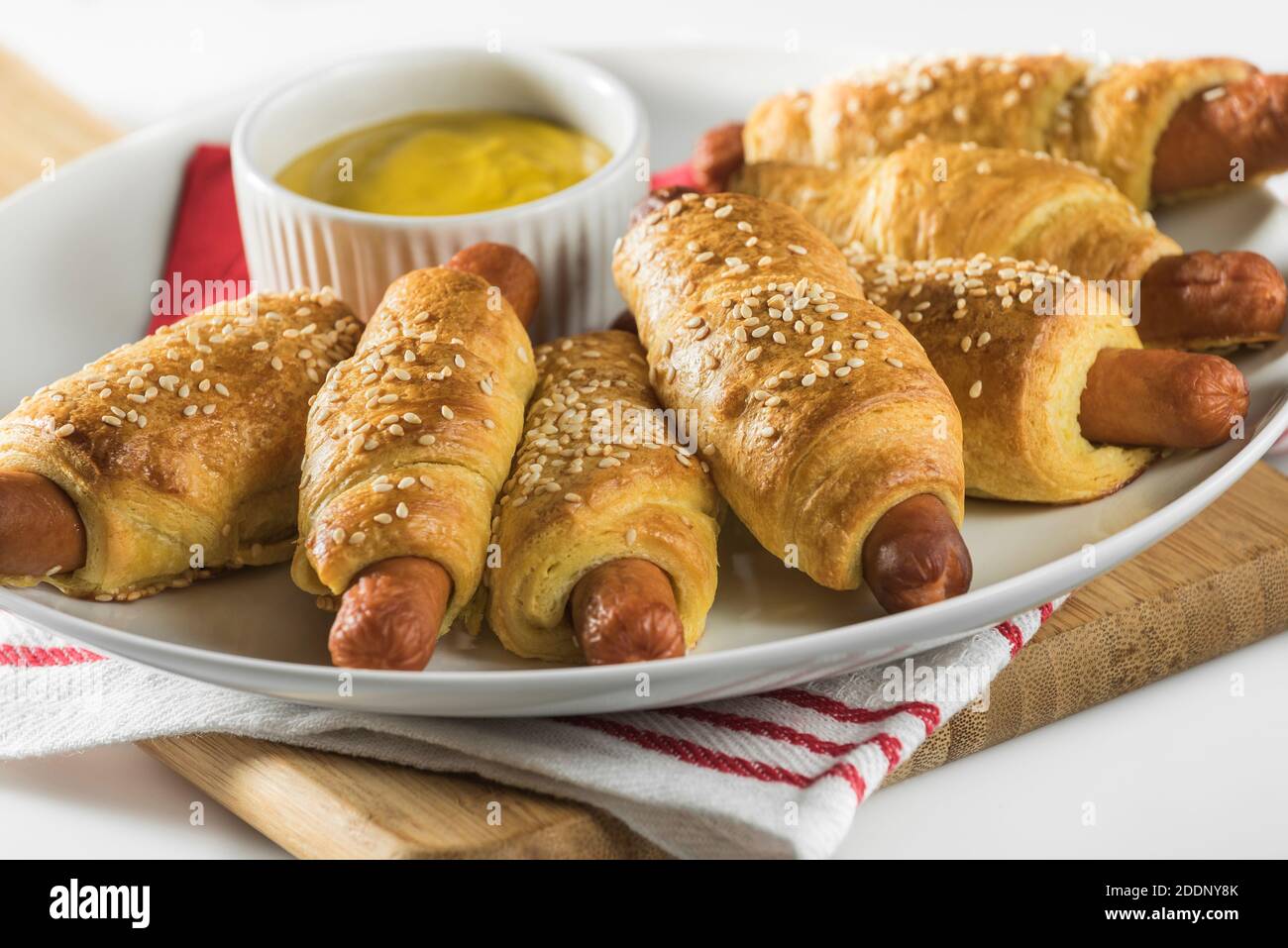 Crescent dogs. Hot dog croissant pastries Stock Photo - Alamy