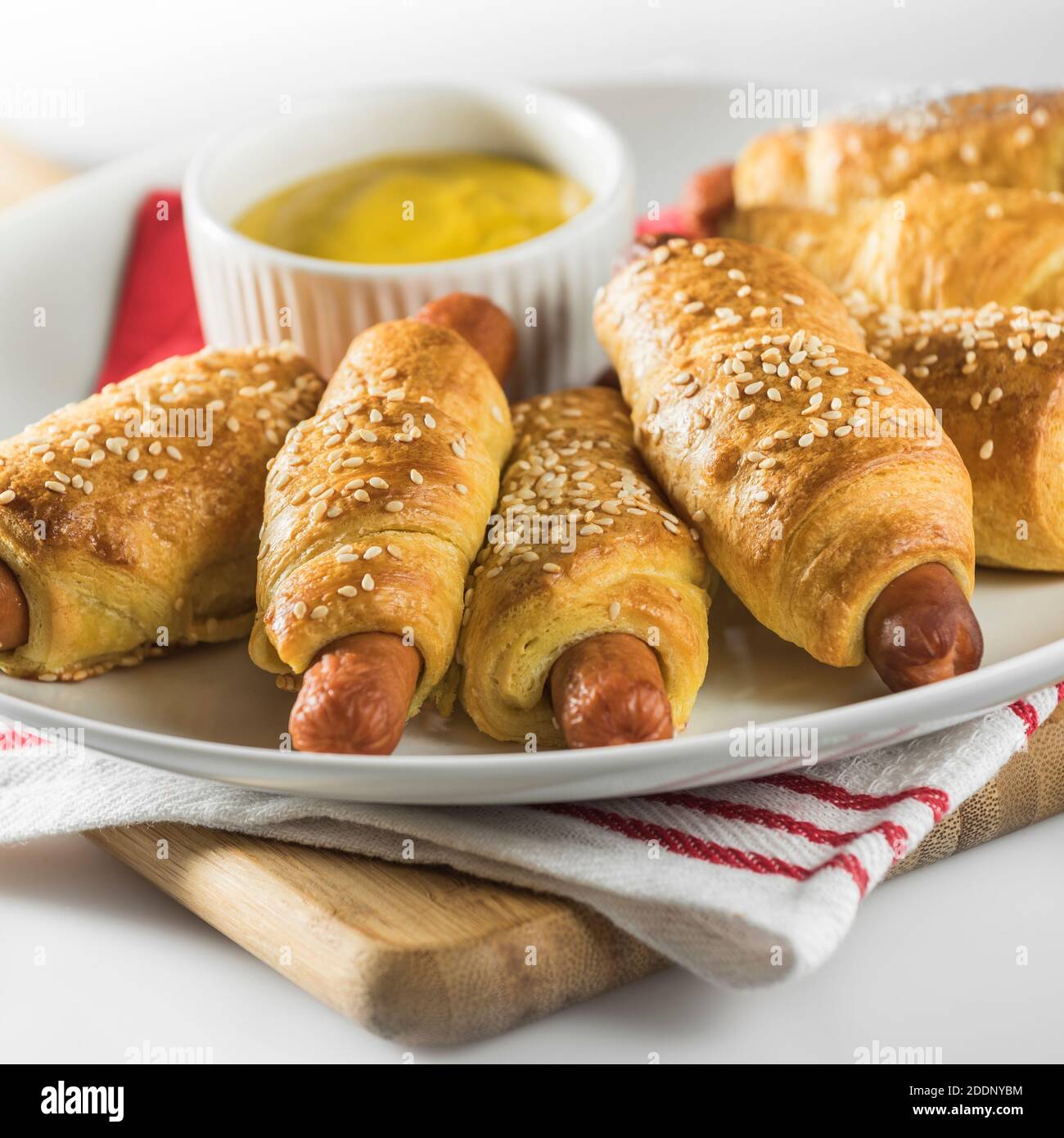Crescent dogs. Hot dog croissant pastries Stock Photo - Alamy