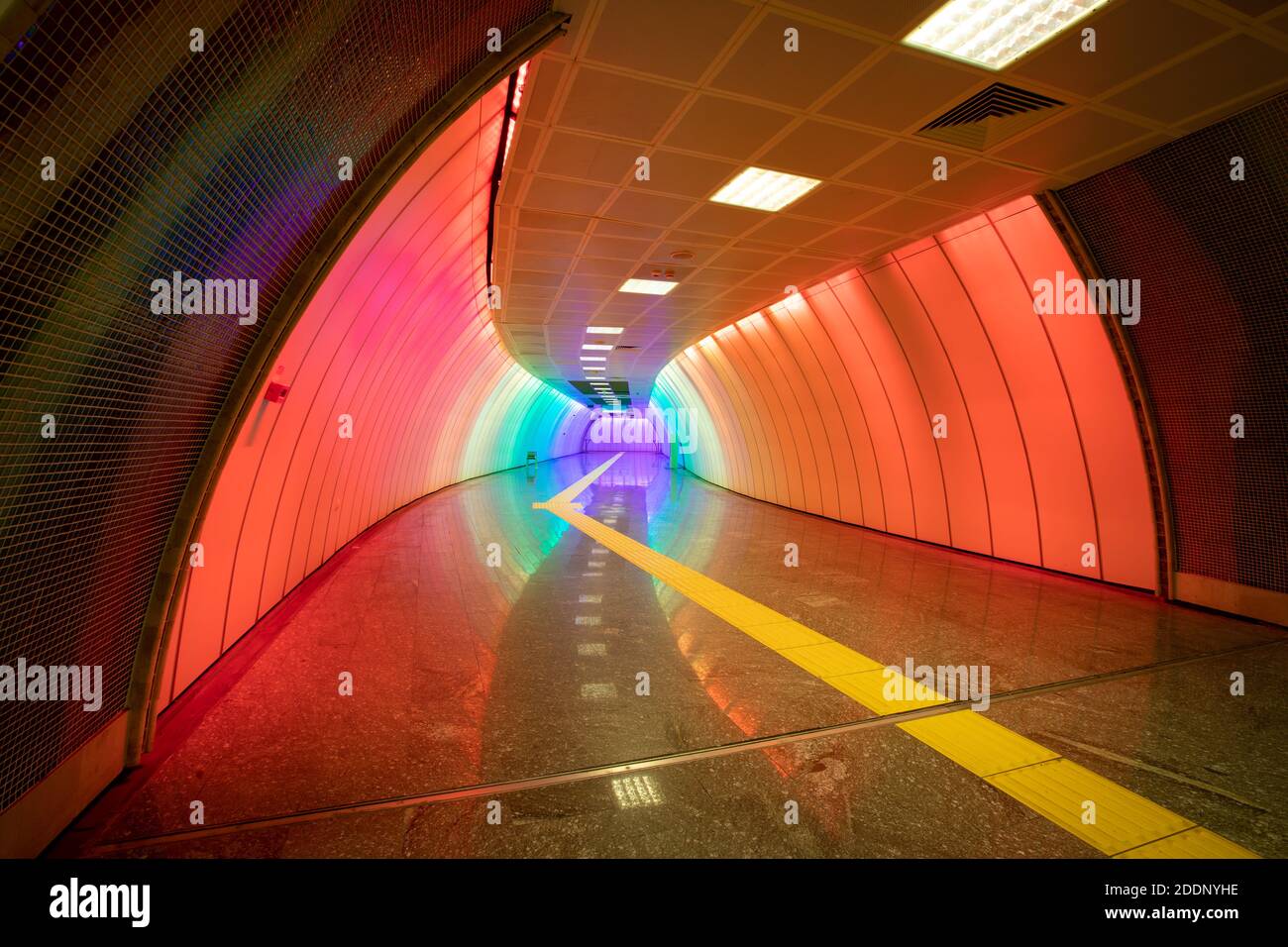 Multicolored and Modern Subway Corridor in a Metro Station Stock Photo ...