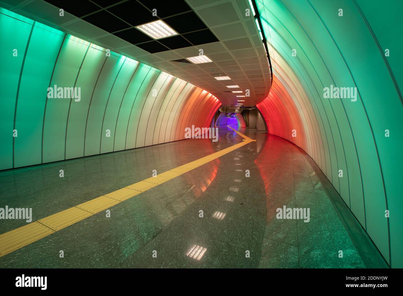 Multicolored and Modern Subway Corridor in a Metro Station Stock Photo ...