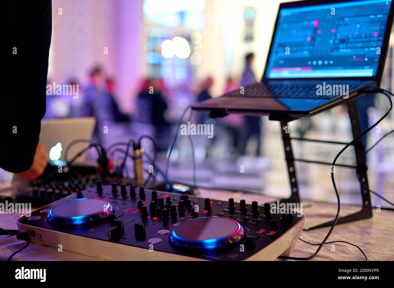 remote DJ at a festive event Stock Photo - Alamy