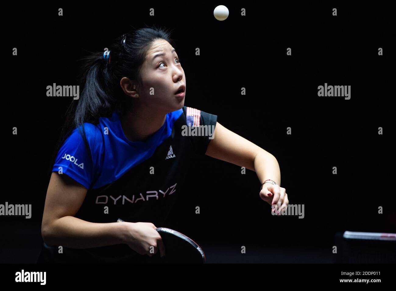 Macao, China. 26th Nov, 2020. Lily Zhang of the United States serves ...