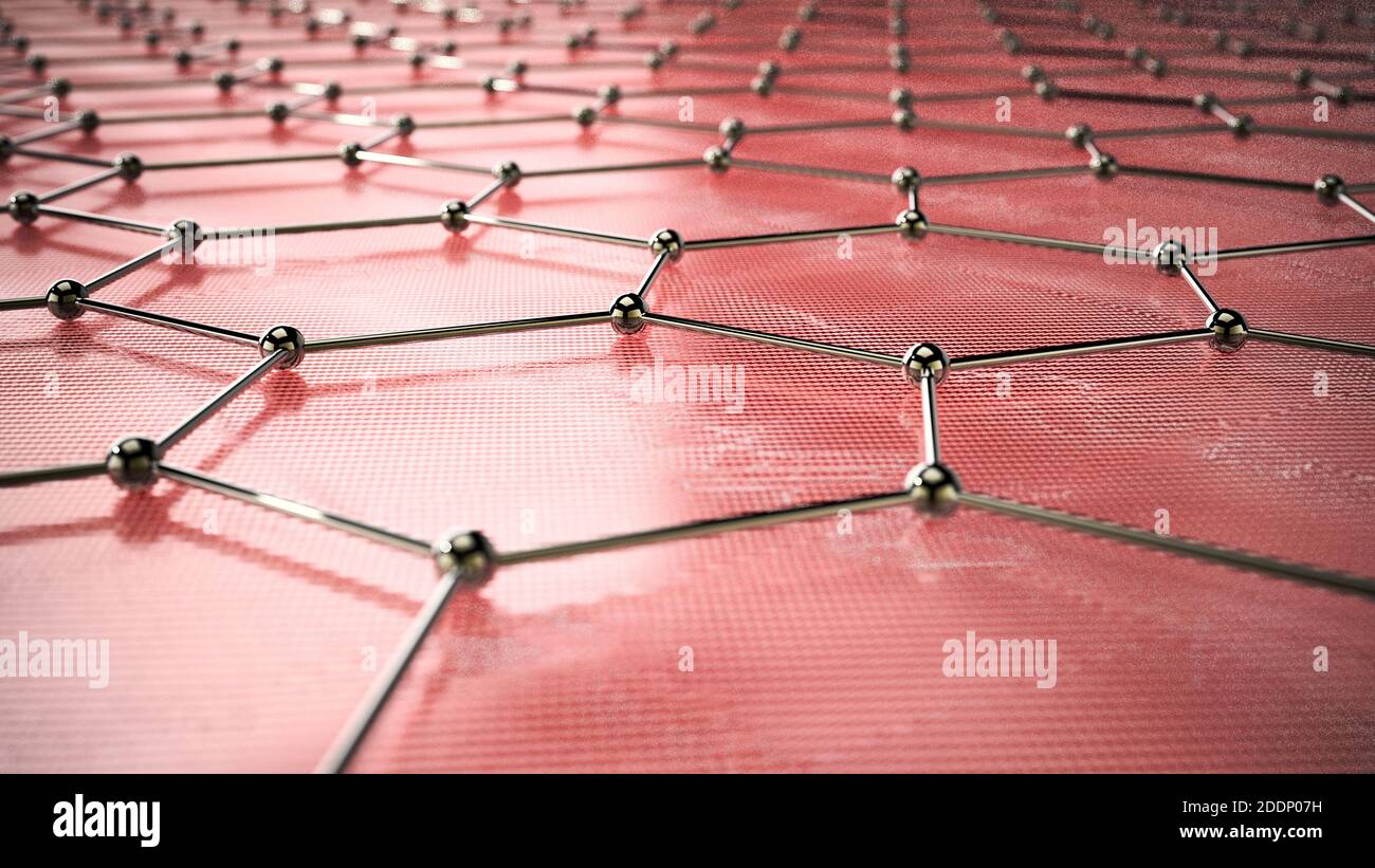 Abstract technology background with connected dots. 3D illustration ...