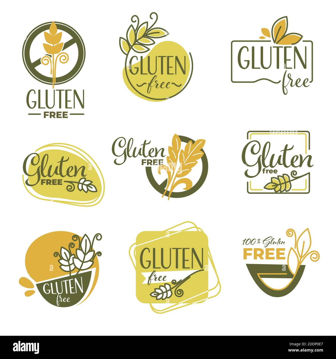 Gluten free products labels or emblems, dieting Stock Vector Image ...