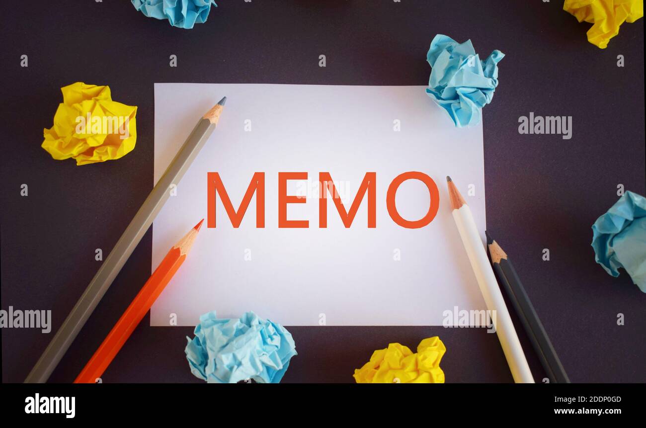 MEMO word written ower white paper, with space. Business memo concept ...