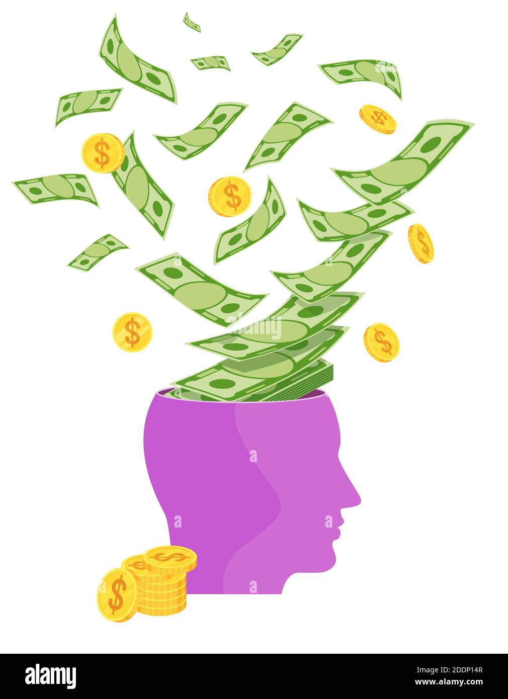 Cartoon illustration man coin head hi-res stock photography and images ...
