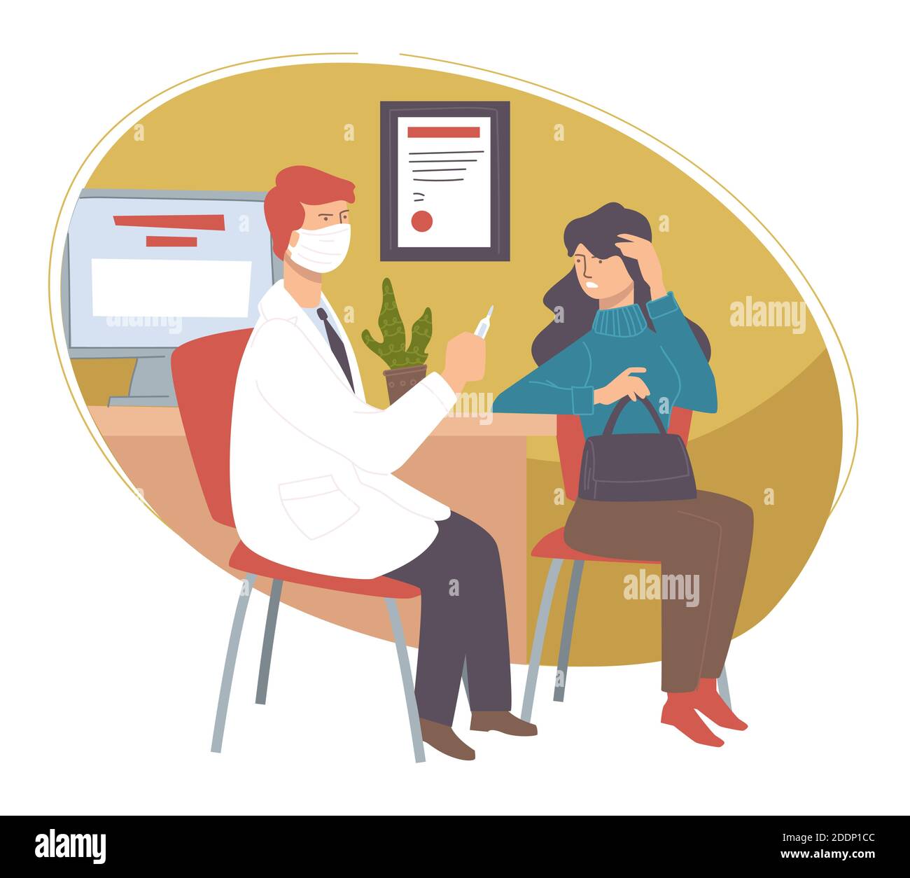 Woman at doctors office, appointment with doc Stock Vector Image & Art ...