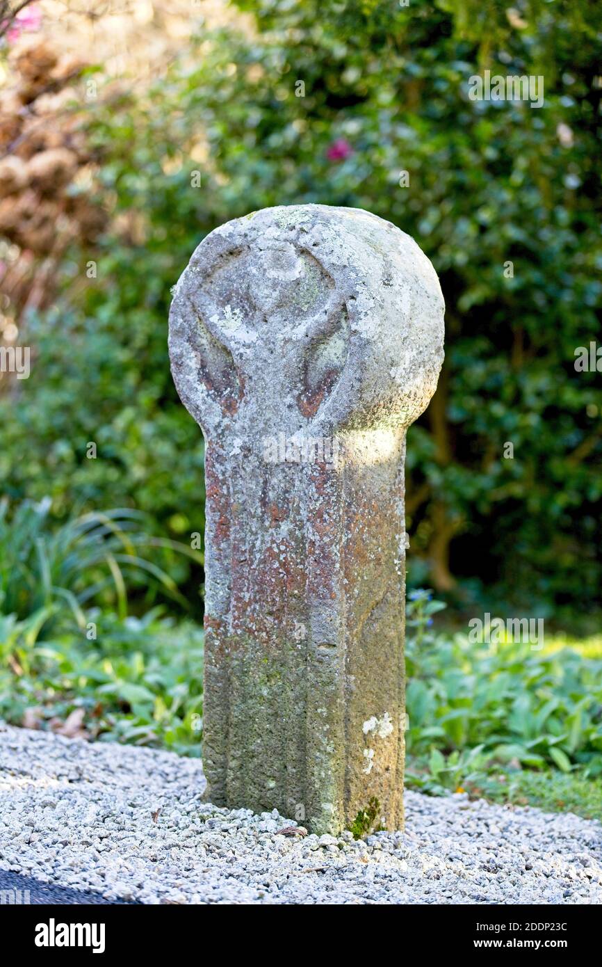 An ancient carved cross in the grounds of the Church of St Feock, Feock ...