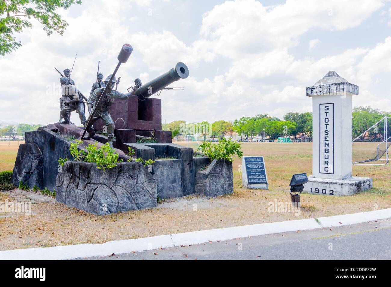 Historical monument at the entrance of the former Fort Stotsenburg, now ...