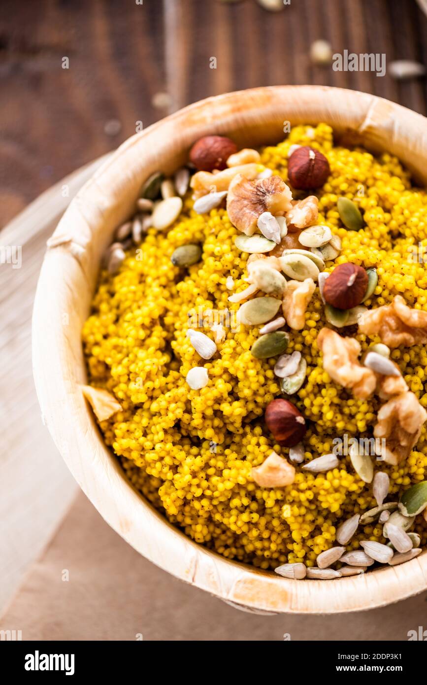 Millet and Nuts Homemade Porridge. Served in Edible Plant Based Eco ...